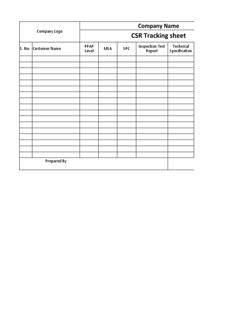 CSR Tracking Sheet: Company Name | PDF