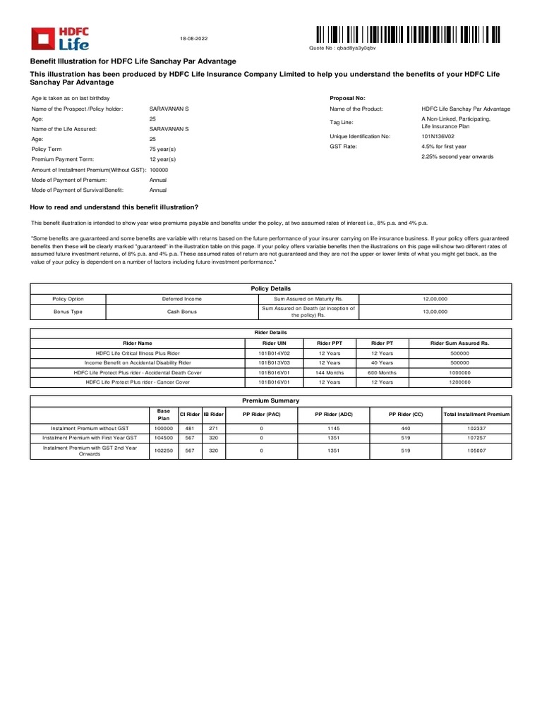 Sanchay Par Advantage Deffered Income | PDF | Life Insurance | Insurance