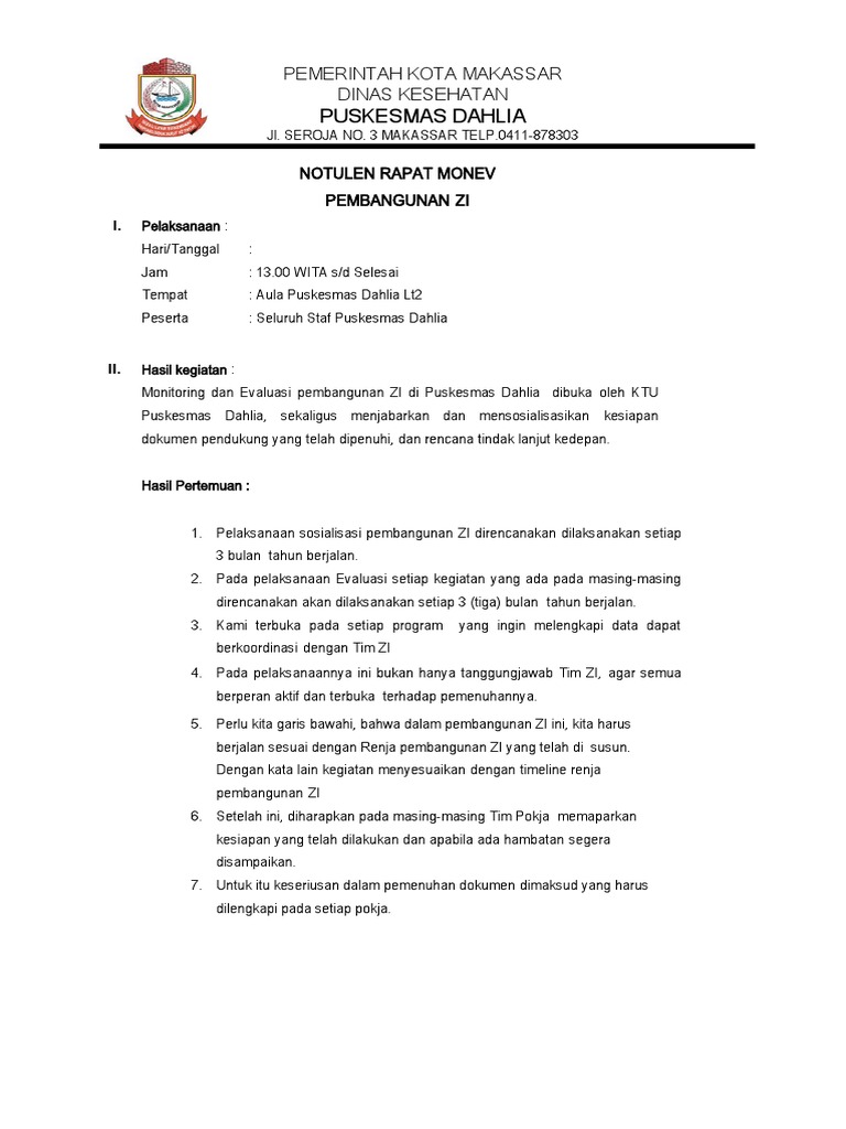 I.3.b.2 Notulen Laporan MOnev | PDF