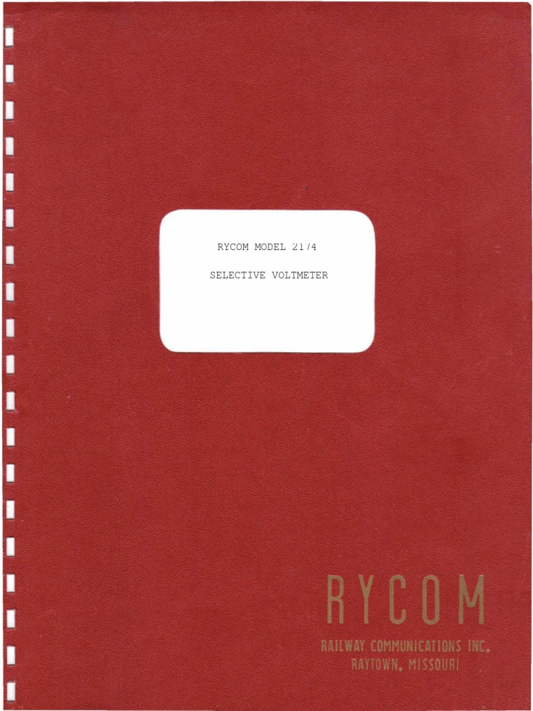 Rycom Model 2174 Frequency Selective Voltmeter Maintenance Manual 1968 ...