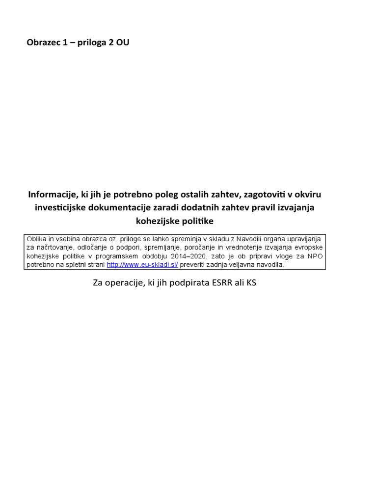 Sestavine Vloge Obrazec 1 Priloga 2 Organ Upravljanja | PDF