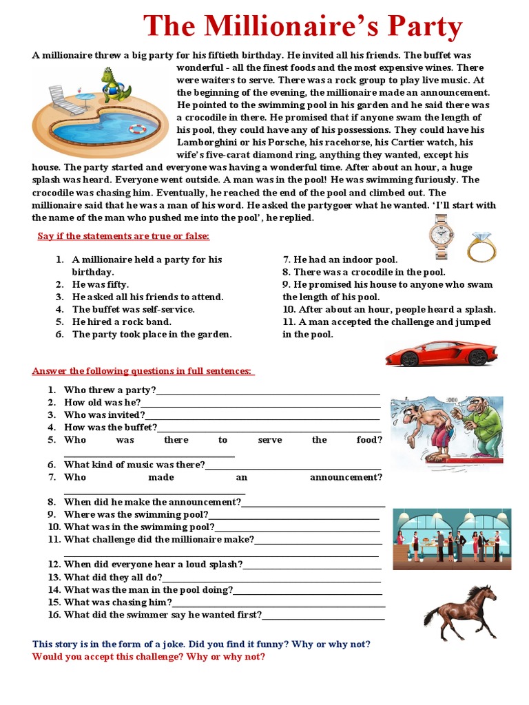 Say If The Statements Are True or False:: This Story Is in The Form of ...