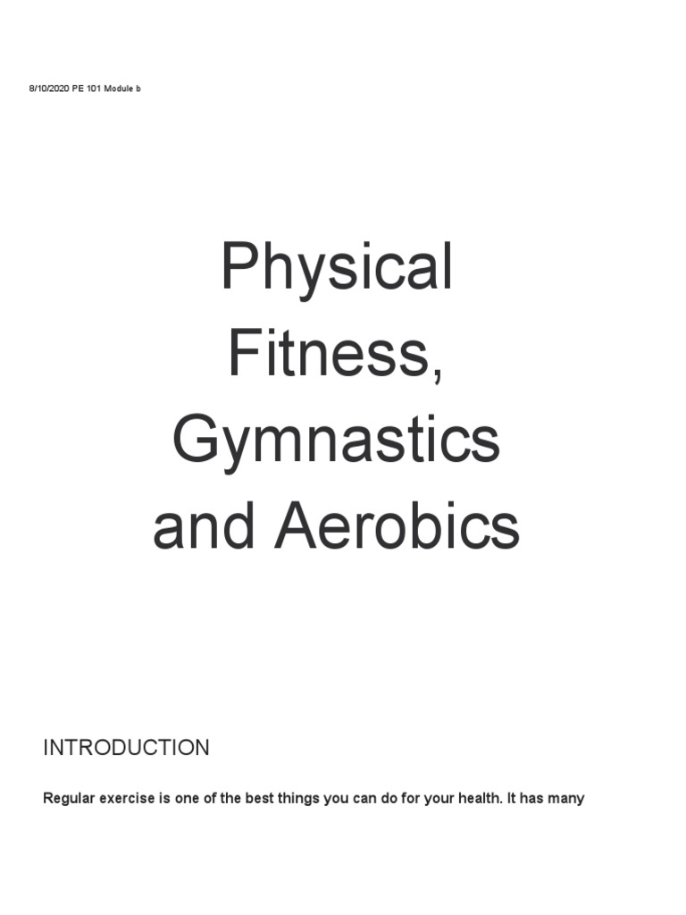 PE 101 Physical Fitness Gymnastics - Aerobics | PDF | Gymnastics | Physical Fitness