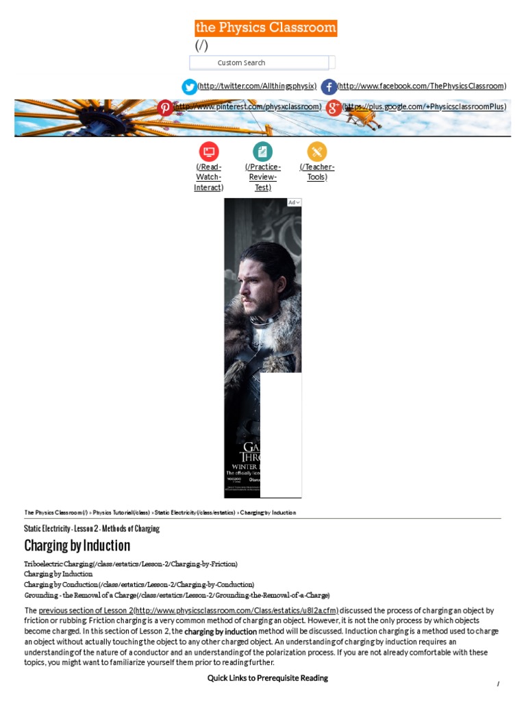 Physics Tutorial - Charging by Induction | PDF | Electric Charge | Electron