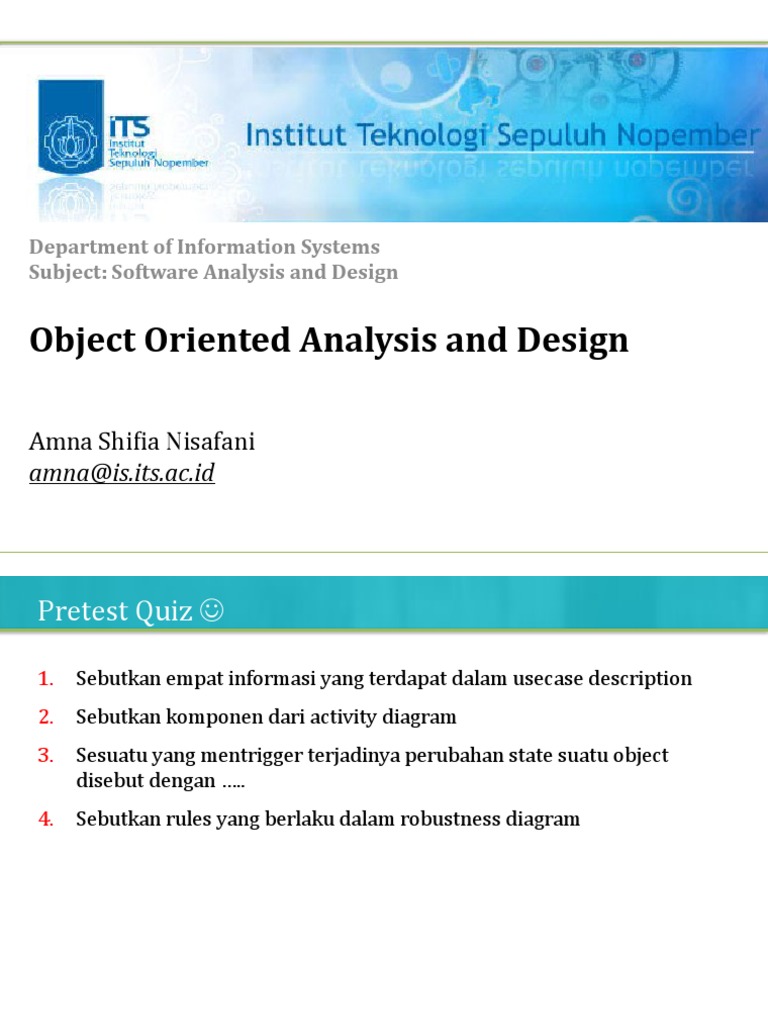 Object Oriented Analysis and Design: Amna Shifia Nisafani | Download ...