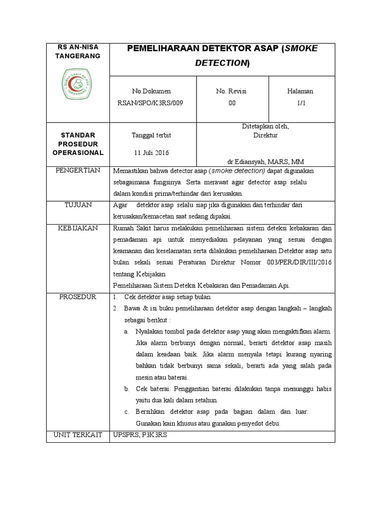 SPO Pemeliharaan Detektor Asap Fix | PDF