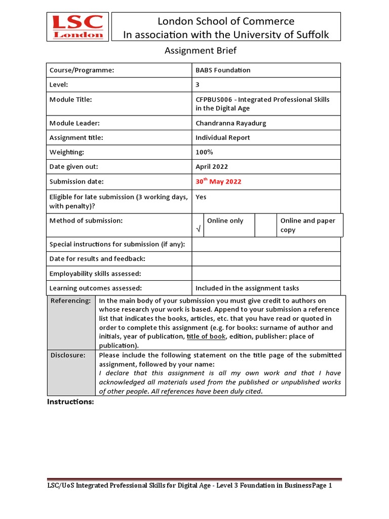 Uos Babsfy-ipsda Assignment March 2022 (1) | PDF | Competence (Human ...