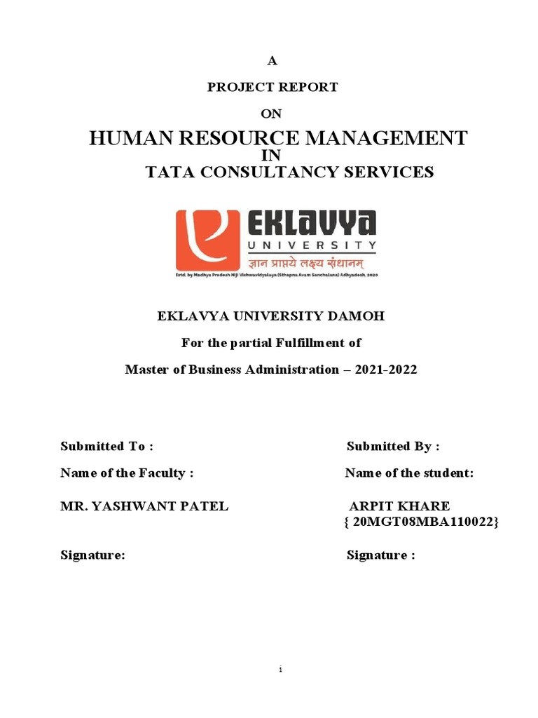 Human Resource Management in TCS | PDF | Human Resources | Human ...