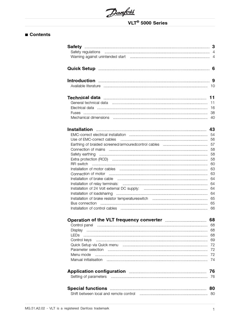 Danfoss VLT5000 Users Manual01 | PDF | Mains Electricity | Power Supply