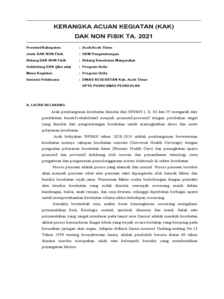 Tor Program Usila | PDF | Ilmu Sosial | Pengembangan Diri