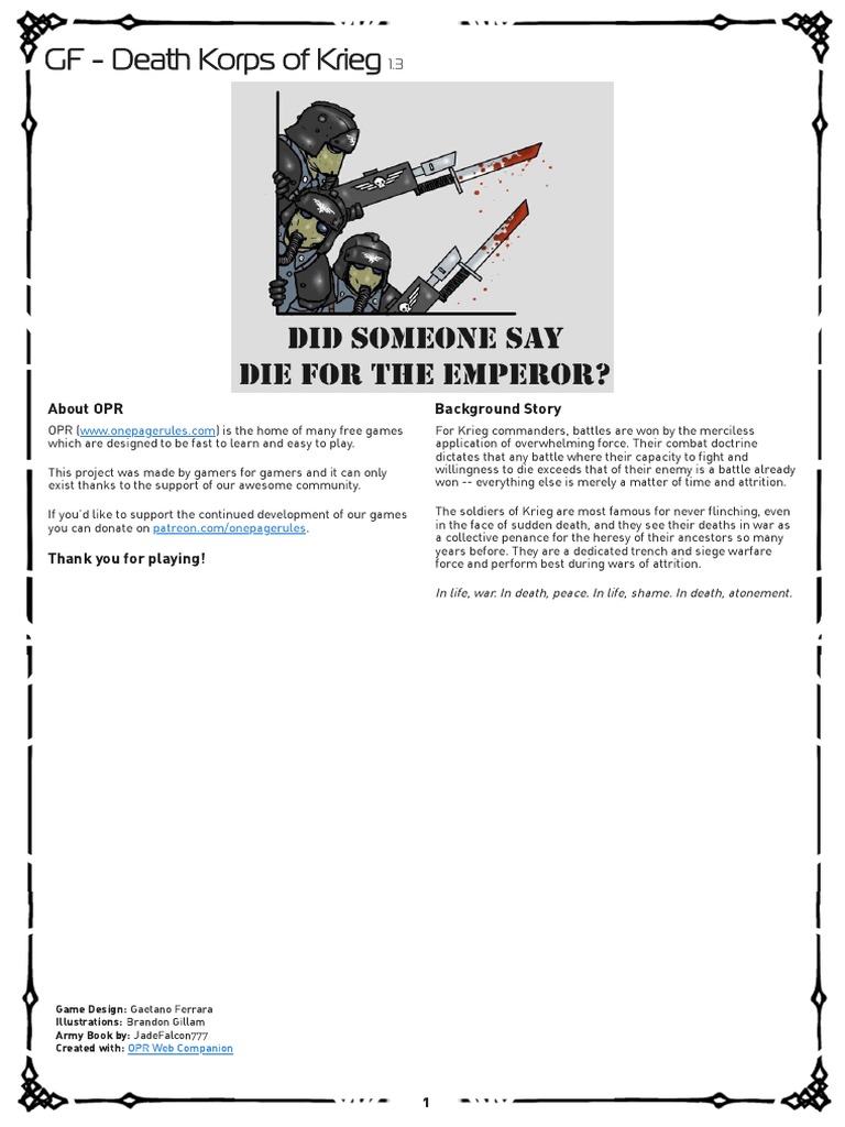 Death Korps of Krieg 1.3 - Kri3G Thr33 | PDF | Machine Gun | Shell ...