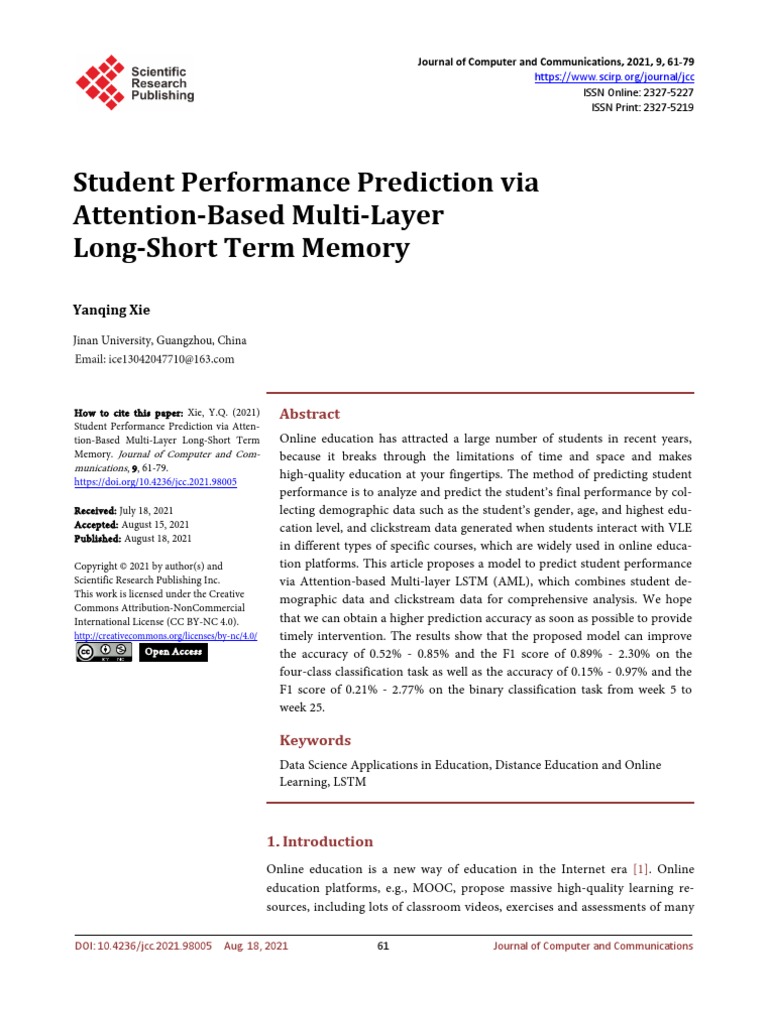Student Performance Prediction | PDF | Distance Education | Deep Learning