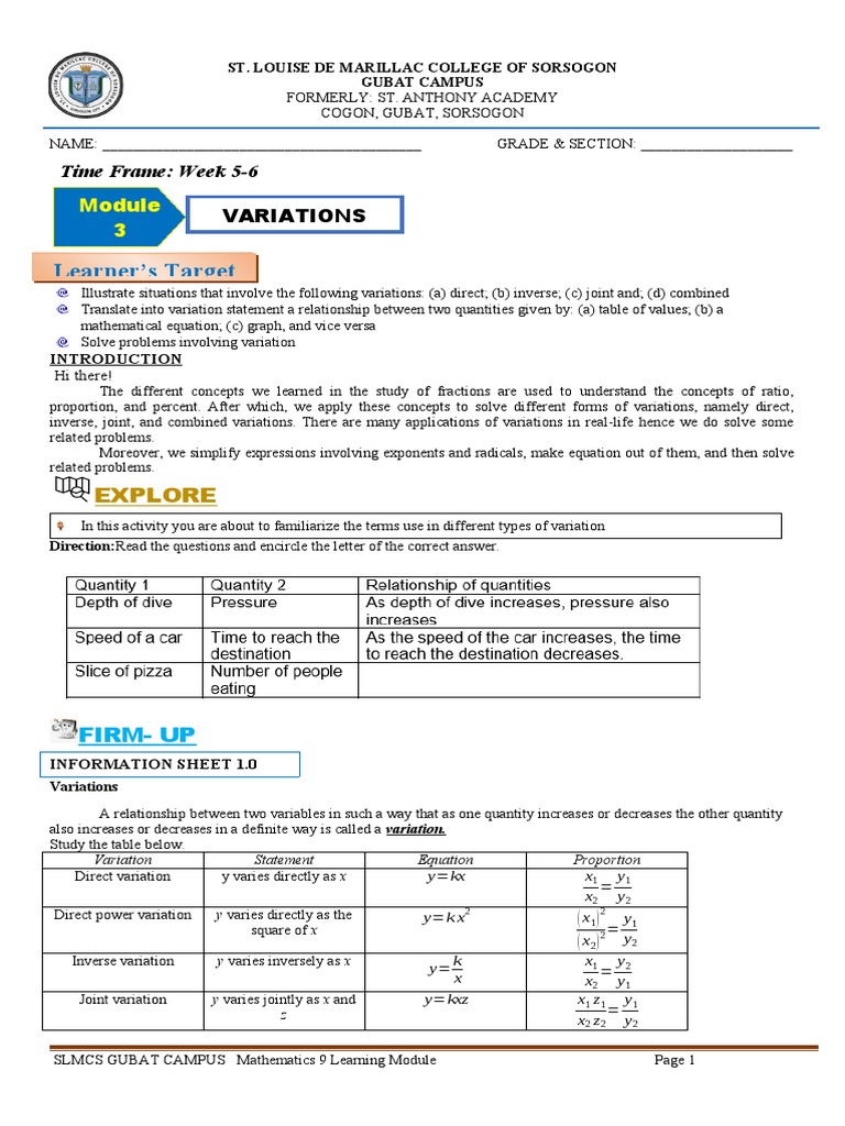 Understanding Variations: Direct, Inverse, Joint and Combined Relationships Between Quantities ...