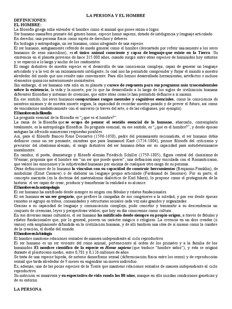 Definición del Hombre y su Esencia | PDF | Moralidad | Immanuel Kant