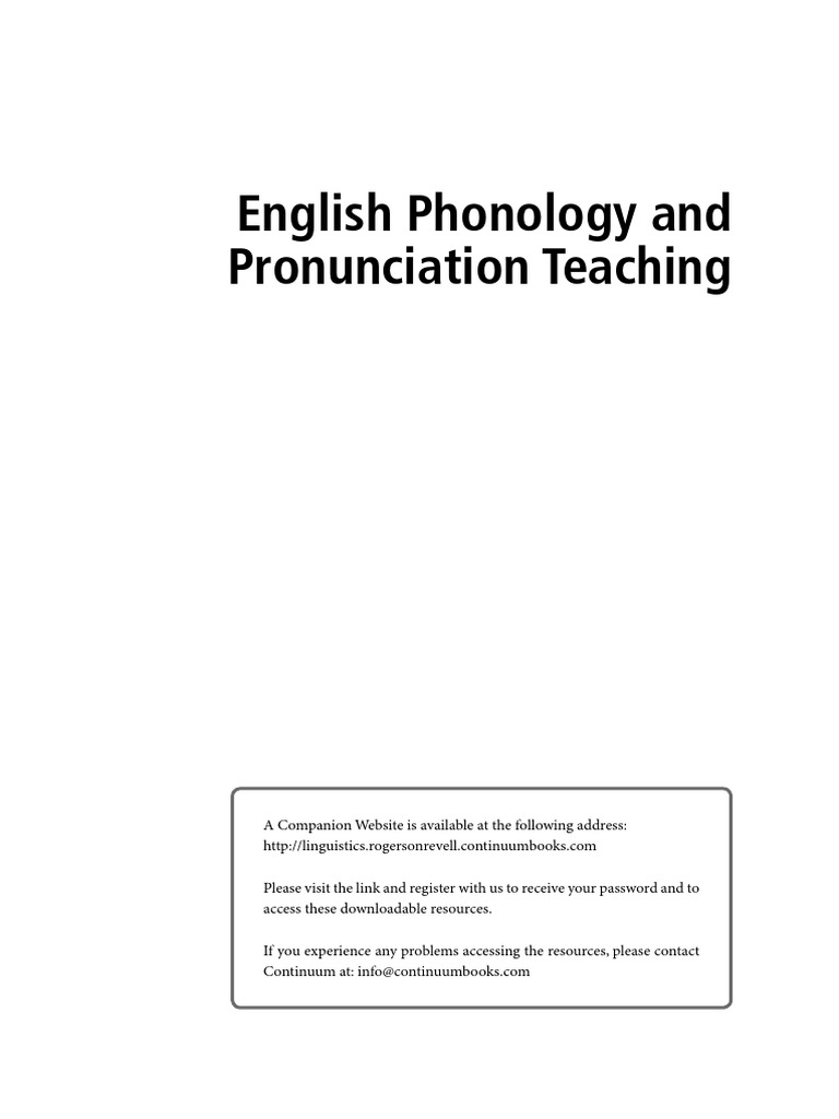 Pamela Rogerson-Revell - English Phonology and Pronunciation Teaching-Continuum (2011) | PDF ...