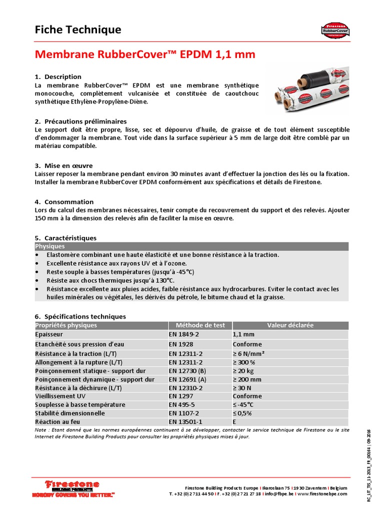 Fiche Technique Membrane Epdm 1 | PDF | Élastomère | Matériaux