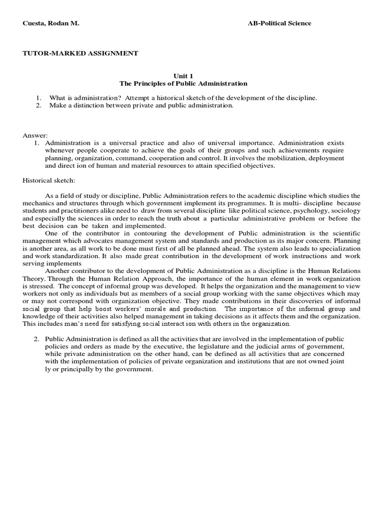 Tutor-Marked Assignment | PDF | Public Administration | Science Tutor-Marked Assignment | PDF | Public Administration | Science