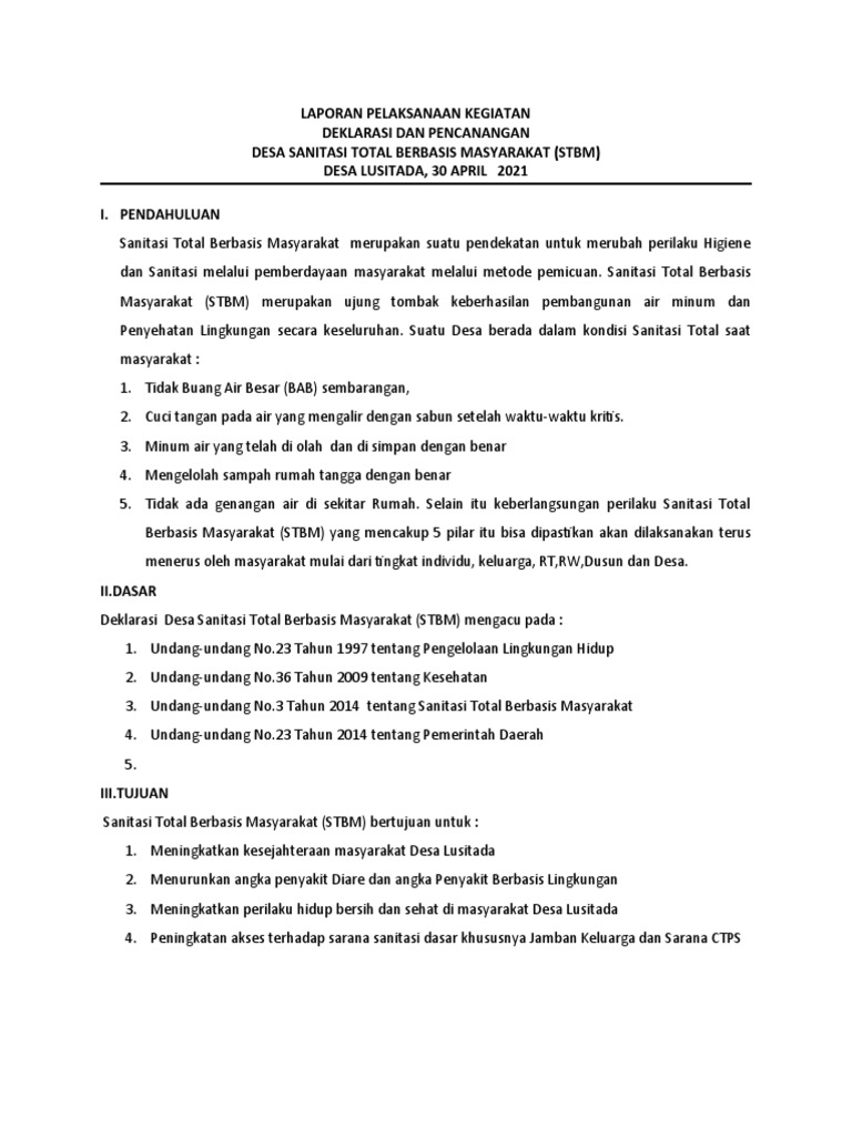 Deklarasi Desa STBM Lusitada 2021 | PDF