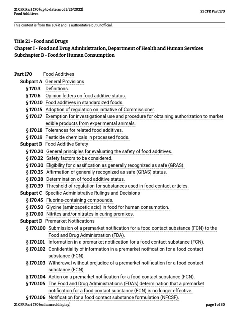 21 CFR Part 170 | PDF | Fruit Preserves | Candy