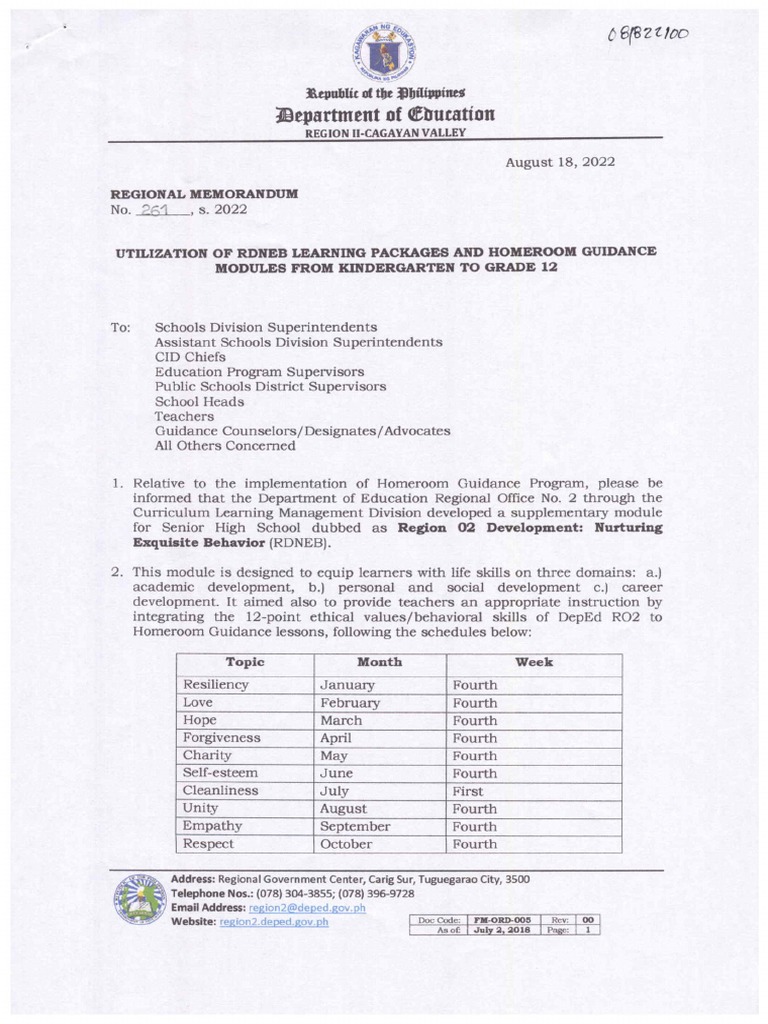 Utilization of Rdneb Learning Packages and Homeroom Guidance Modules ...