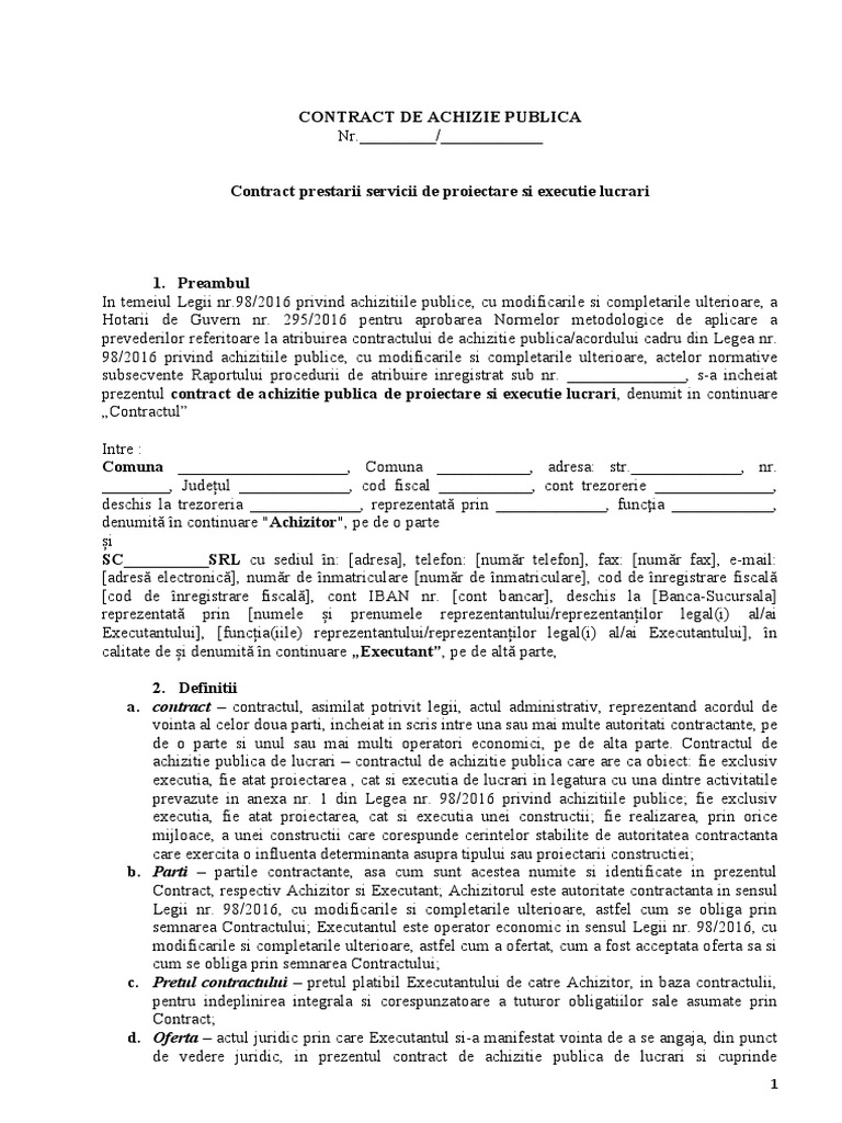 Contract Achizitie Publica | PDF