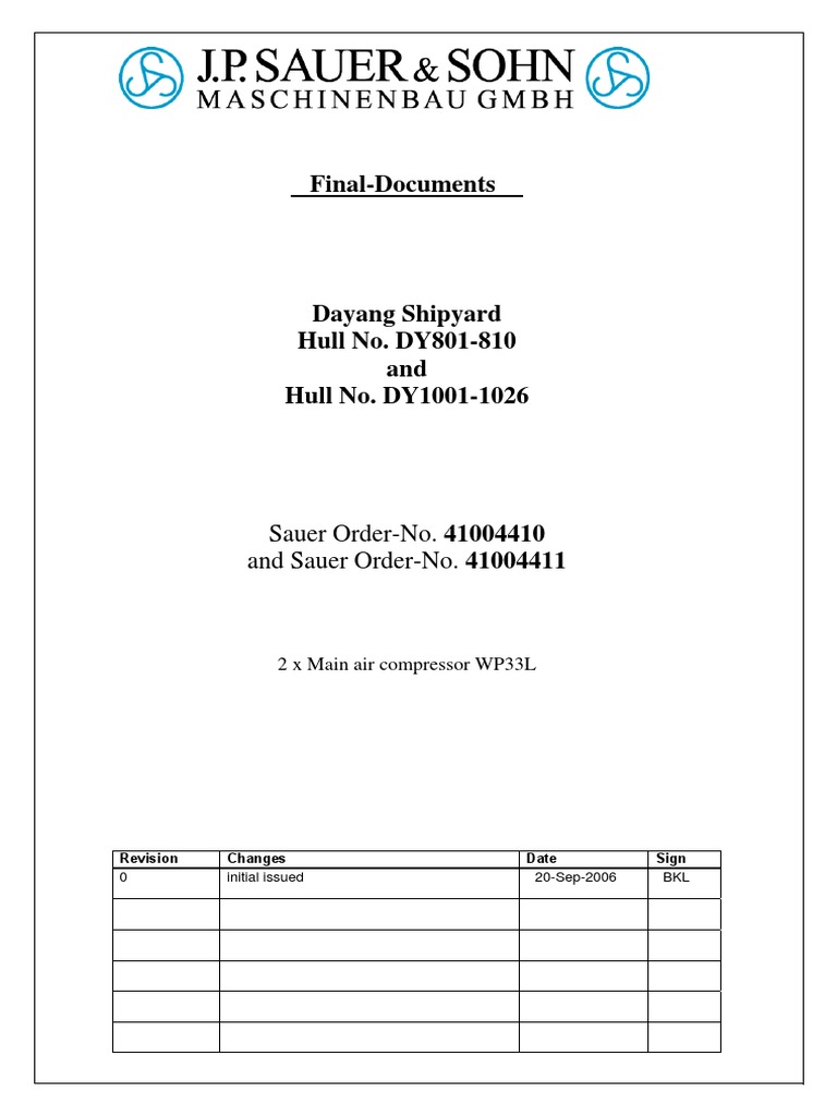 Dayang SY Air Compressorfinal Documentation SSM41004410 - 11 | PDF | Power Supply | Mains ...
