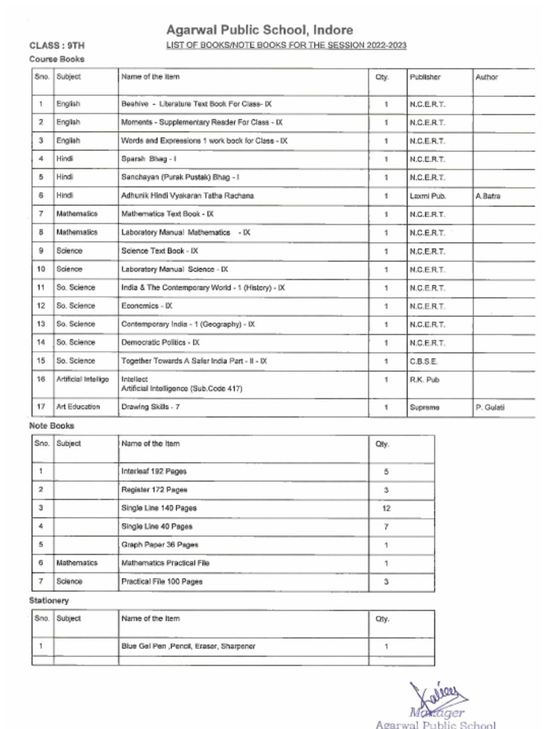 APS Books & Notbooks 2022-23 | PDF