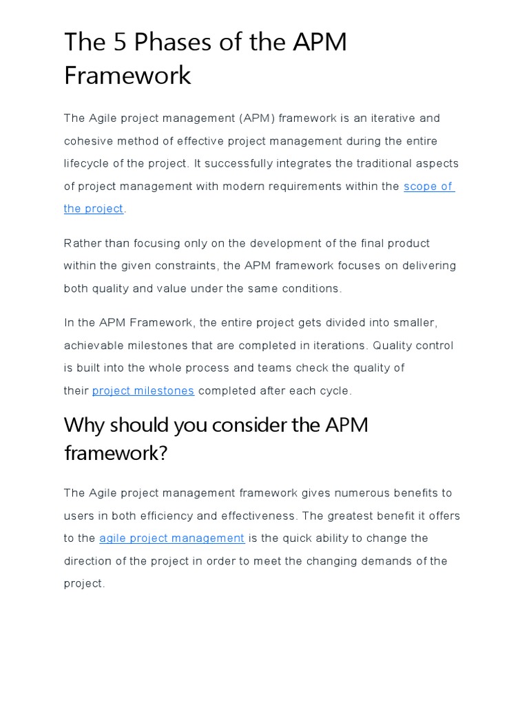 The 5 Phases of The APM Framework | PDF | Agile Software Development ...
