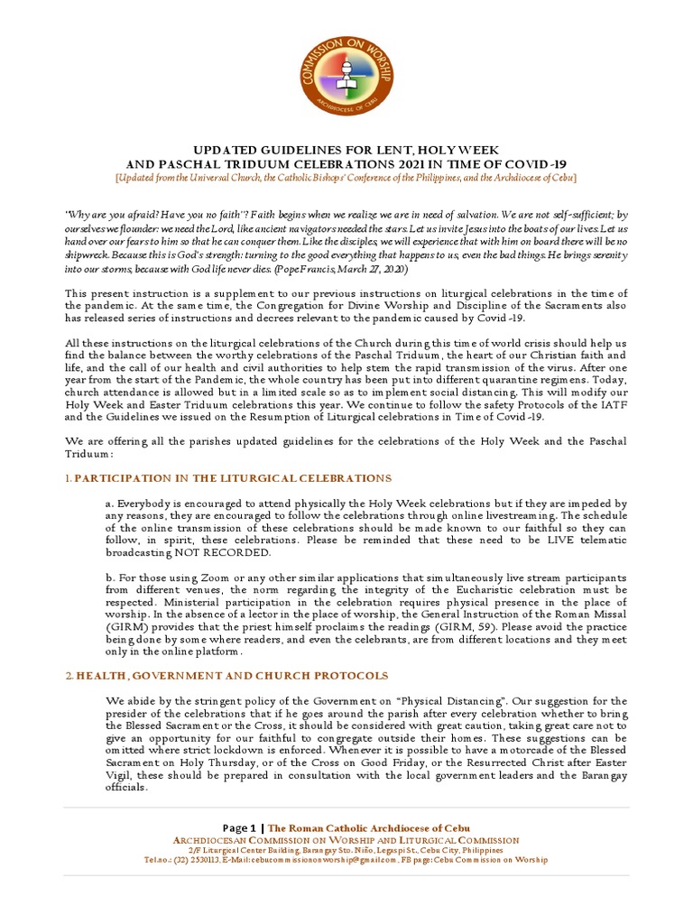 Guidelines For Lent and Holy Week | PDF | Eucharist | Penance