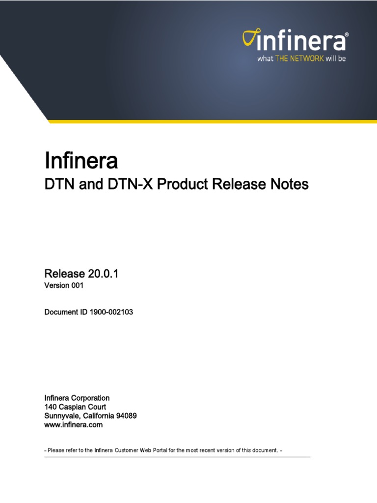R20.0.1 Infinera DTN and DTN-X Product Release Notes | PDF | Computer ...