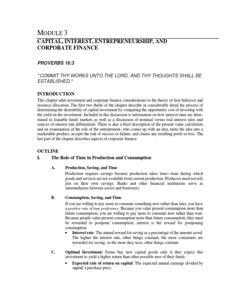 Module3 - Capital Interest, Entrepreneurship and Corporate Finance | PDF | Interest | Present Value