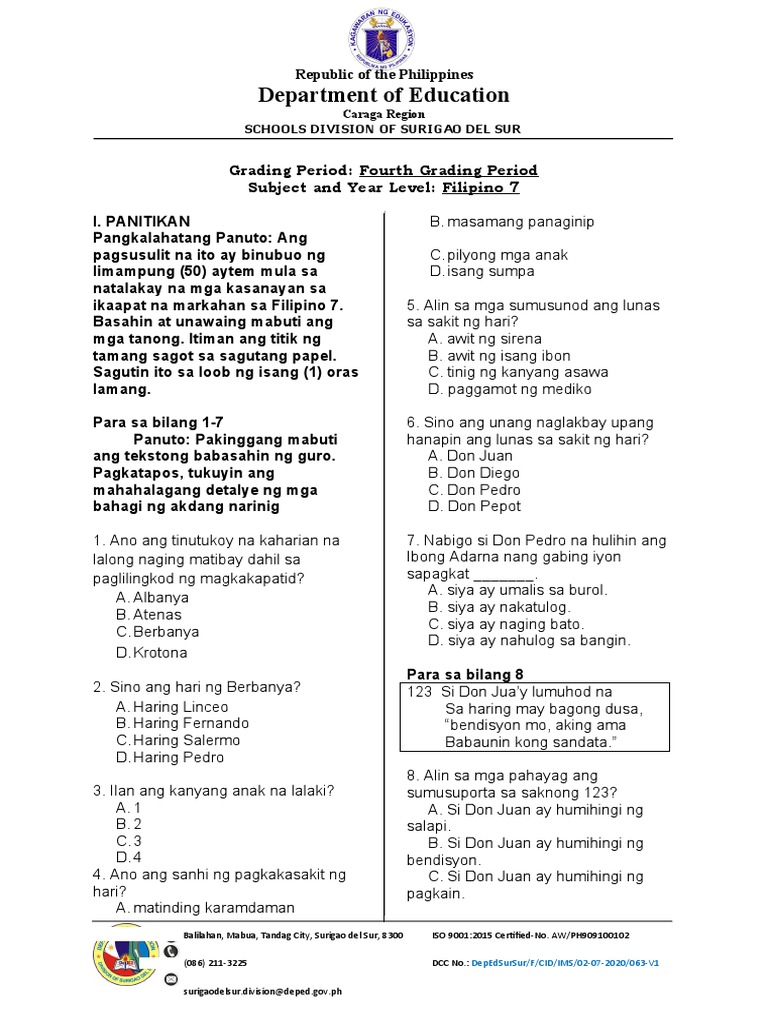 FILIPINO 7- Q4 | PDF