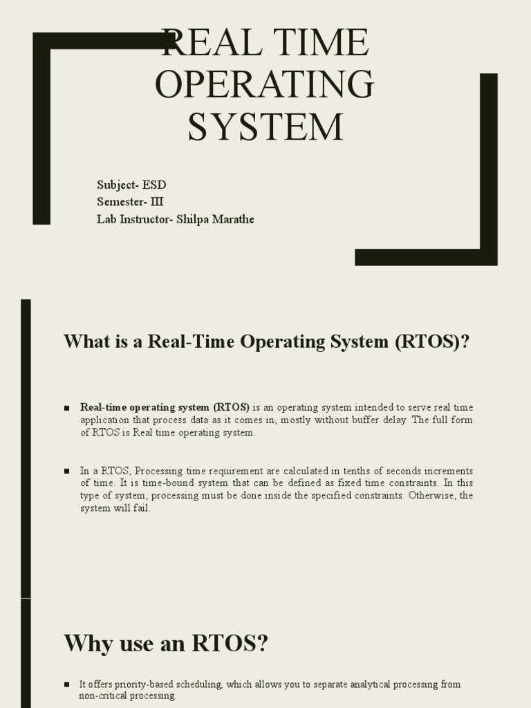 Real Time Operating System: Subject-ESD Semester - III Lab Instructor ...