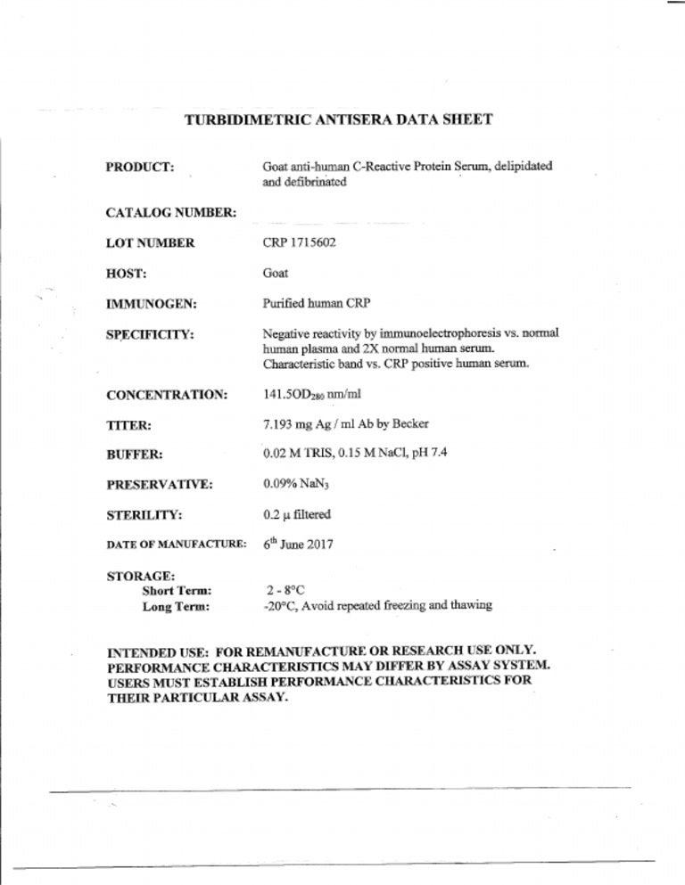 Canine CRP_raw material _antibody CoA | PDF