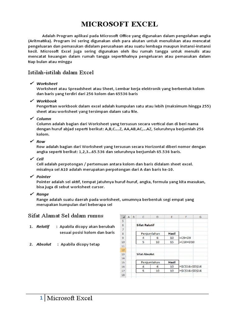 Istilah Penting dalam Microsoft Excel | PDF | Komputer
