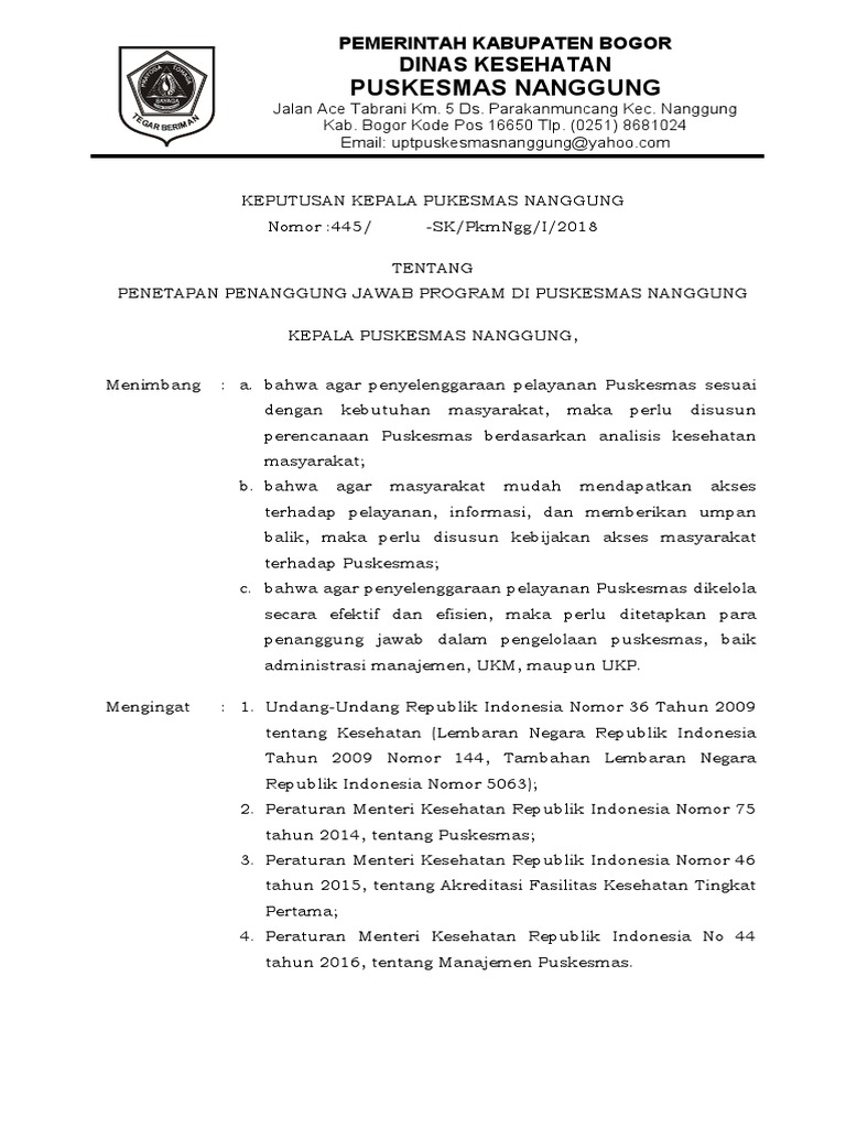 2.3.1 SK PENETAPAN PJ PROGRAM Nanggung, ALUR KOMUNIKASI KOORDINASI ...
