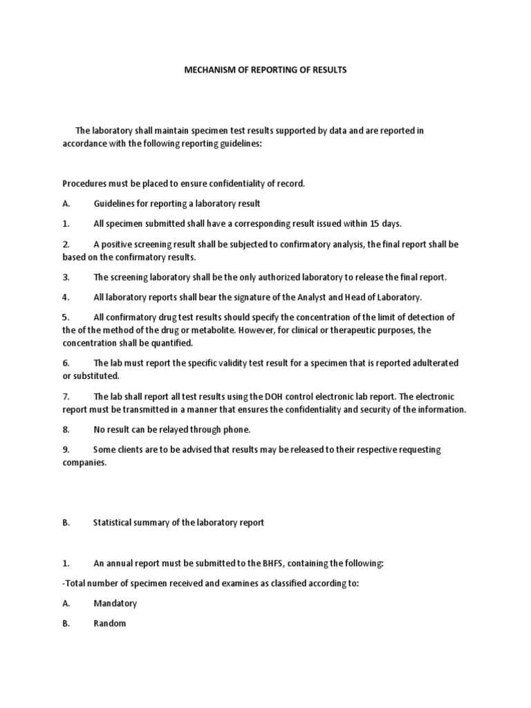 Drug Test Result Reporting Guidelines | PDF | Self-Improvement