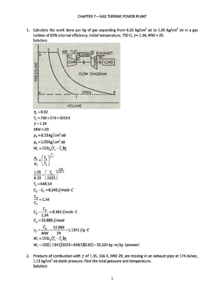 Chapter 7 - Gas Turbine Power Plant | PDF