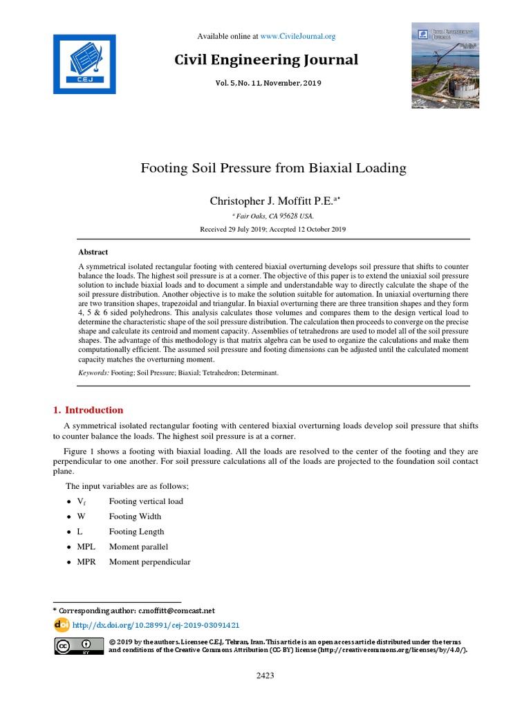 Footing Soil Pressure From Biaxial Loading | PDF | Cartesian Coordinate ...