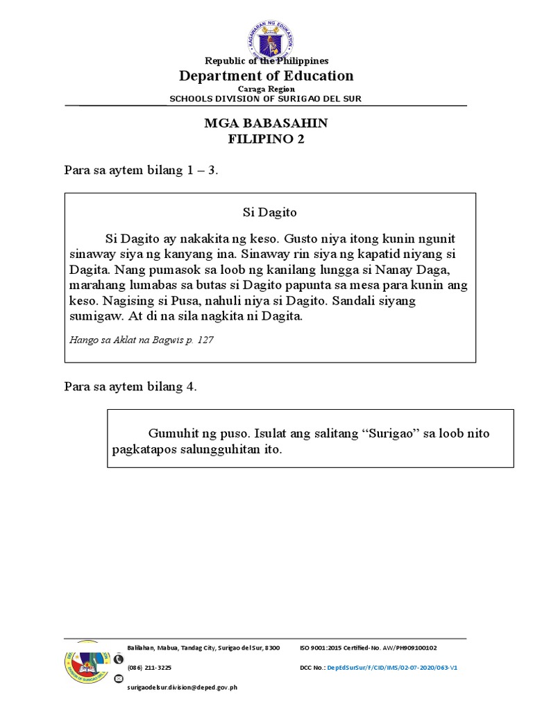 Filipino 2-MGA BABASAHING TEKSTO | PDF
