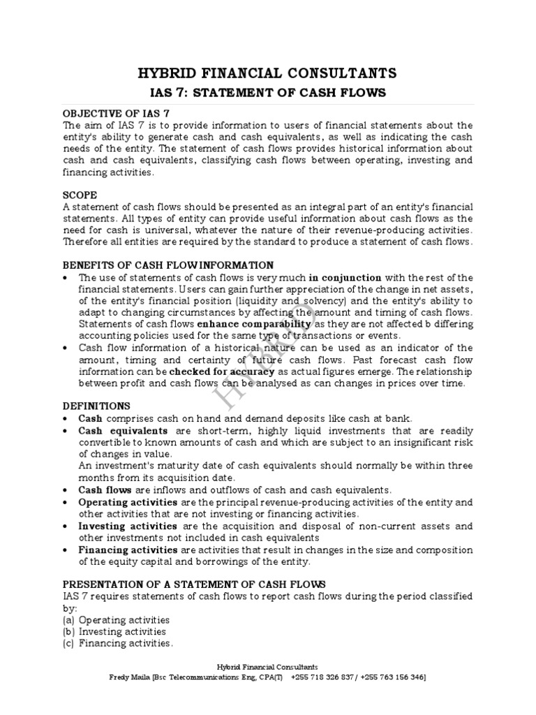 SOLVED - IAS 7 Statement of Cash Flows | PDF | Cash Flow Statement ...
