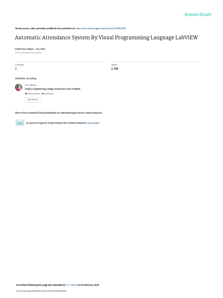 Automatic Attendance System by Visual Programming Language Labview | Download Free PDF ...