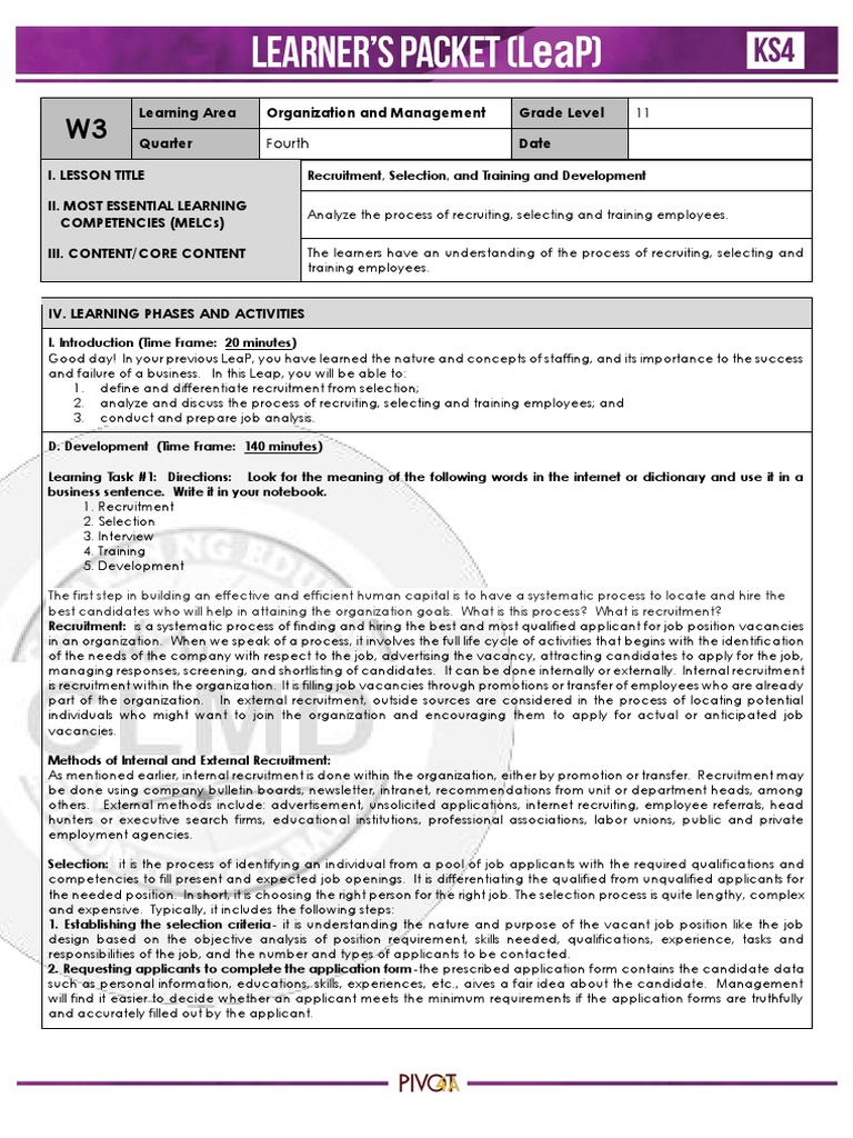 Recruitment and Selection Process Guide | PDF | Recruitment | Cognitive ...