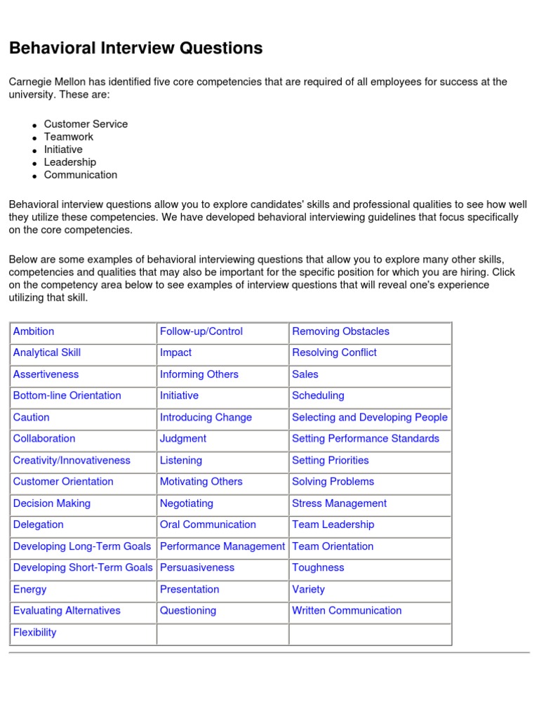 Interview Questions Behavioral | PDF