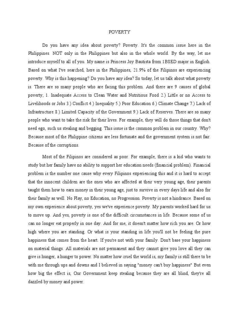 2. Speech Poverty | PDF | Poverty | Poverty & Homelessness