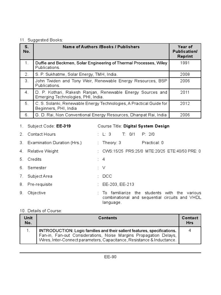 EE319 - Digital System Design Syllabus | PDF | Cmos | Logic Gate