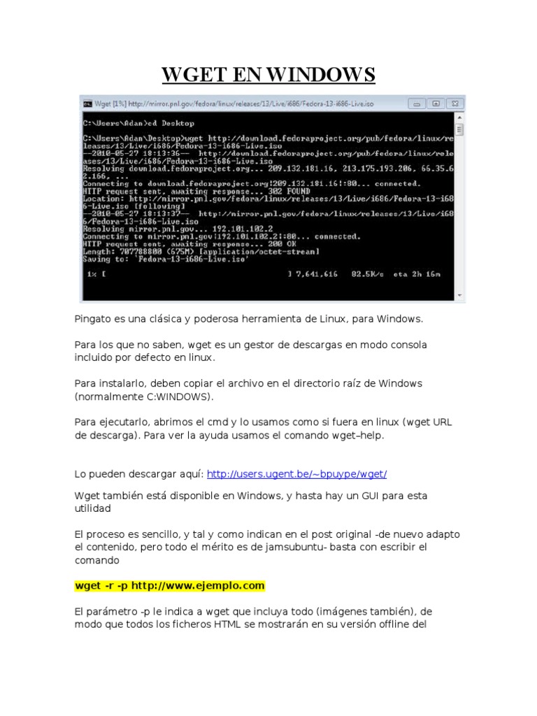 Wget en Windows | Descargar gratis PDF | HTML | Archivo de computadora