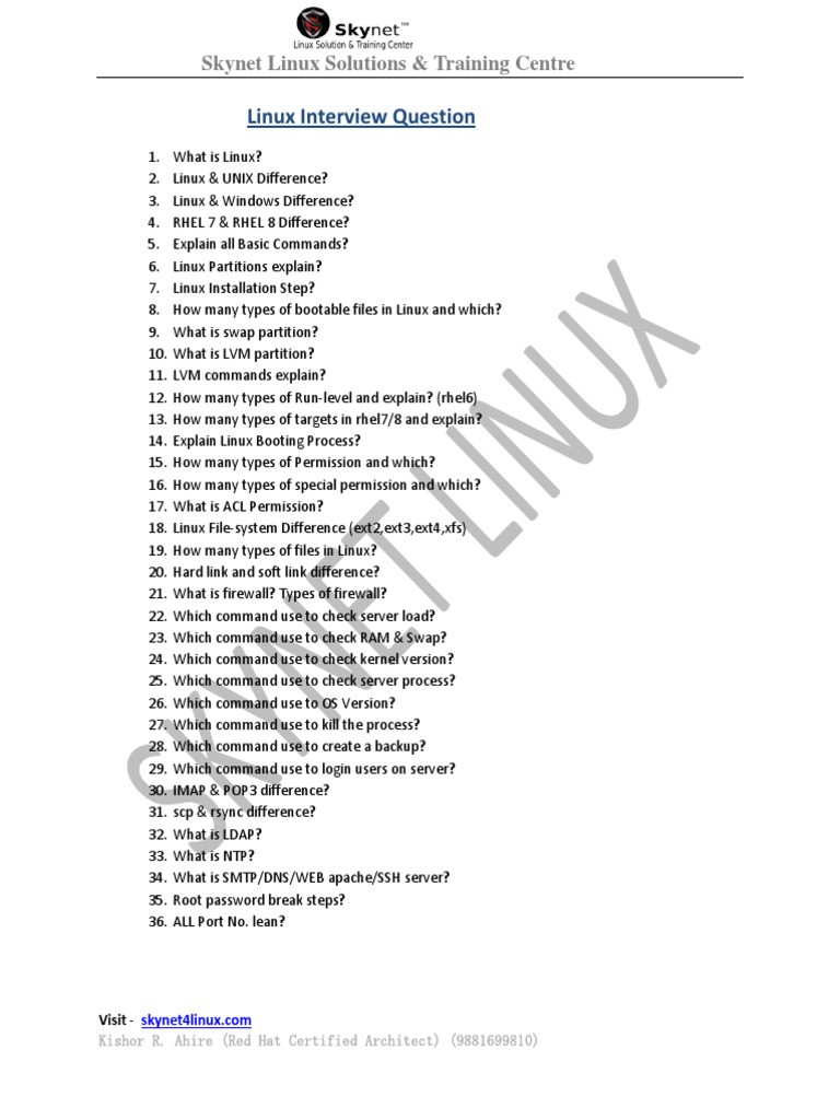 Linux Interview Question: Skynet Linux Solutions & Training Centre ...