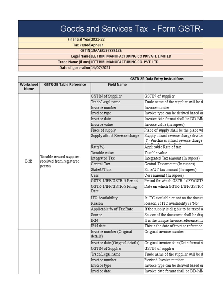Goods and Services Tax - Form GSTR-2B (Quarterly) | PDF | Invoice | Taxes