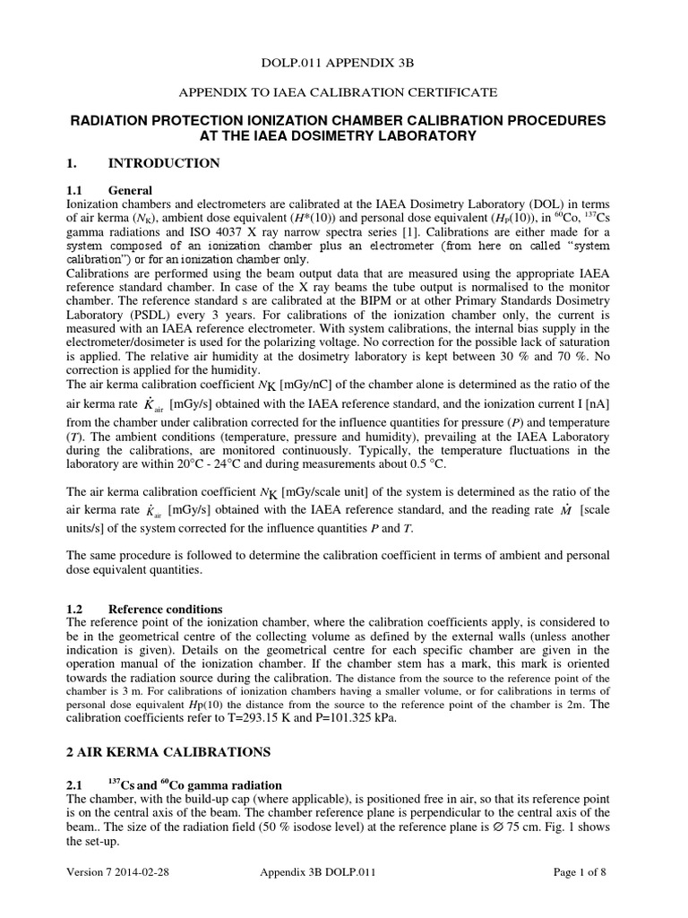 DOLP 011 Appendix 3B | PDF | Dosimetry | Calibration